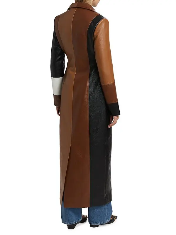 Ronny Kobo Carla Patchwork Long-Line Coat In Cinnamon Chocolate